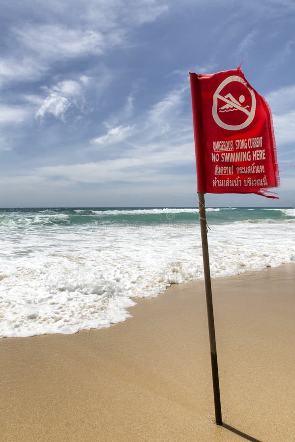 Beach warning sign. stock image. Image of danger, landscape - 32528867