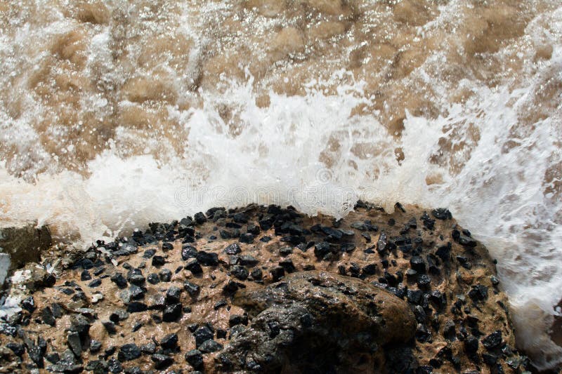Beach Water Hitting the Dark Rocks Stock Image - Image of tourism ...