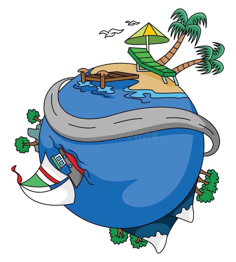 Beach Water World Tour stock vector. Illustration of ship - 47879564