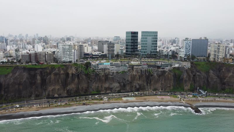 Beach, Waves, the Promenade of the Miraflores District. Lima Stock ...