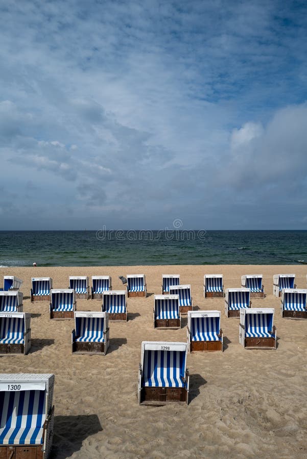 On the Beach of Westerland are Many Beach Chairs Stock Image - Image of ...