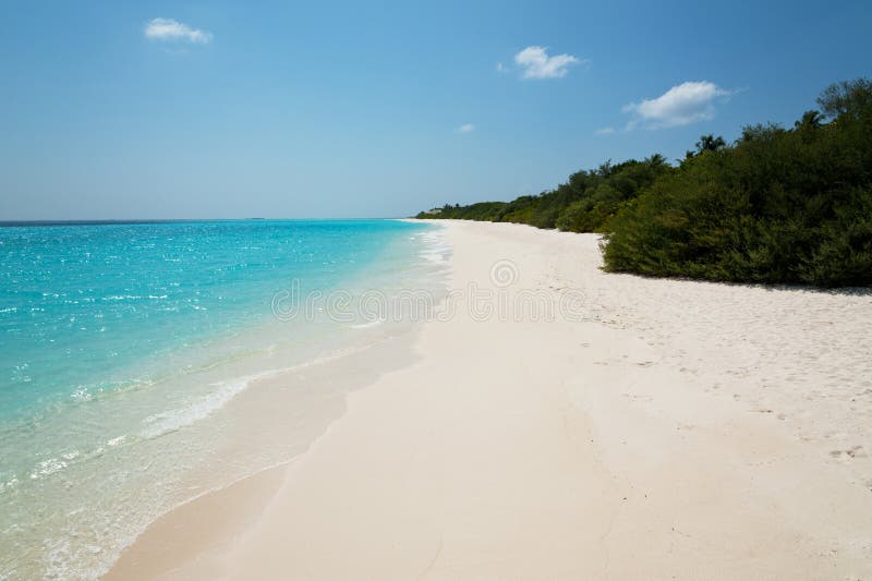 Beach with White Sand and Blue Sea Stock Image - Image of seascape ...