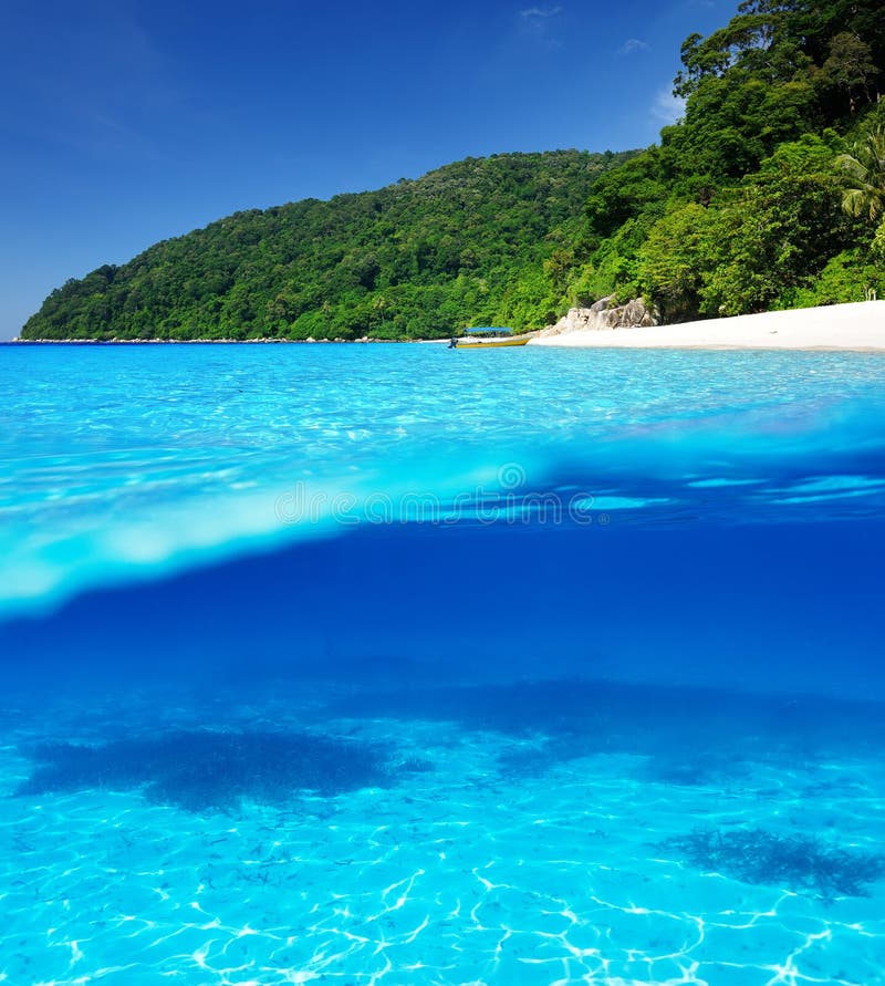 Beach with White Sand Bottom Underwater View Stock Image - Image of ...