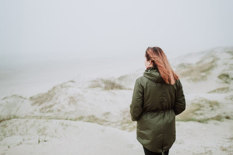 Beach in winter time stock photo. Image of girl, mood - 93147264