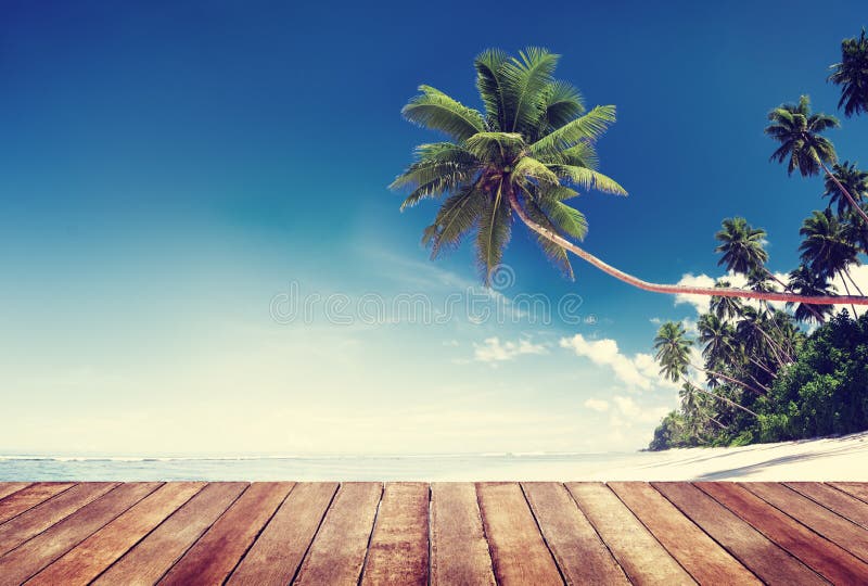 Beach and the wooden floor stock image. Image of climate - 41920473