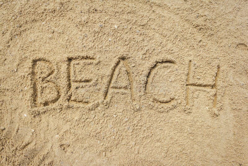 Beach Word Written on the Sand at the Beach, Natural Background Stock ...