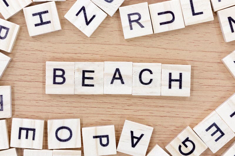 Beach - Words Hand-written on Sand Beach. Nature. Stock Image - Image ...