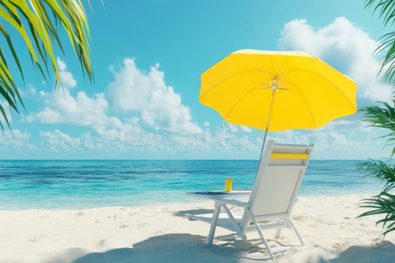 A Beach Work Desk with Office Supplies and Accessories. Working ...