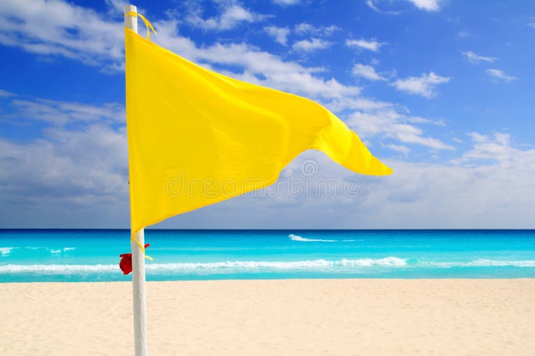 Beach Yellow Flag Weather Wind Advice Stock Photo - Image of caribbean ...
