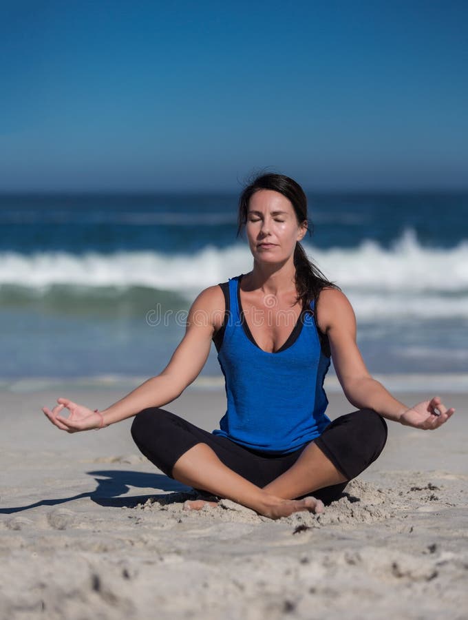 Beach Yoga stock image. Image of yoga, nature, sand, waves - 73629107