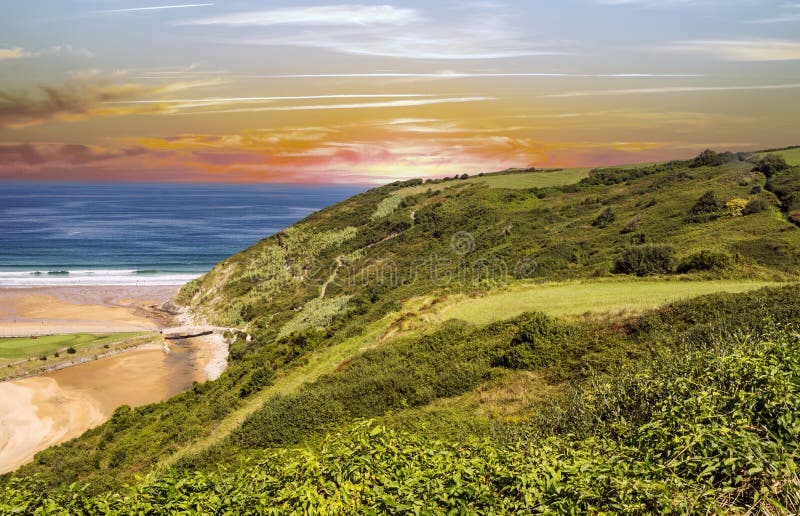 Beach of Zarautz stock image. Image of vacation, zarautz - 285930455