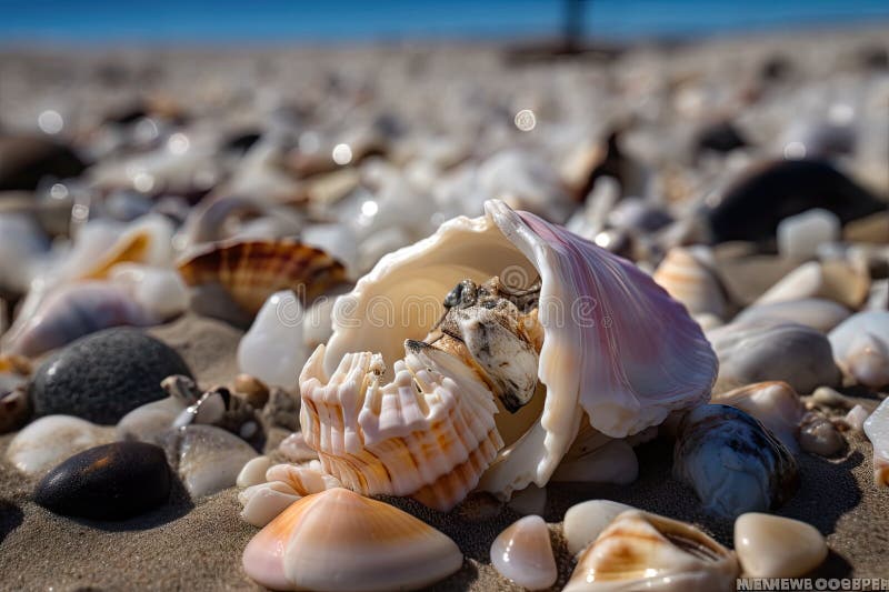 Beachcomber Finds a Rare and Beautiful Shell among the Typical Shells ...