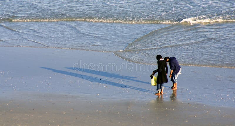 Tourist Beachcombing at Dusk Stock Photo - Image of annebradley, dusk ...