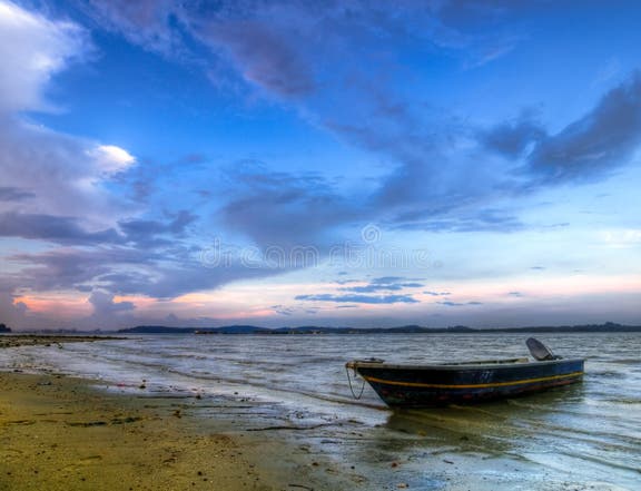 Beached Boat stock image. Image of tide, dusk, range, shore - 9140025