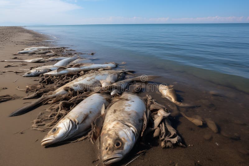 Beached Fish on Shoreline stock image. Image of nature - 305201871