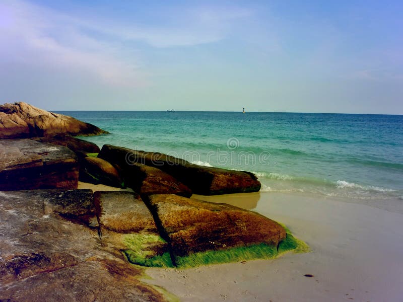 The Beaches are Beautiful, Natural Rocks Stock Photo - Image of cloudy ...