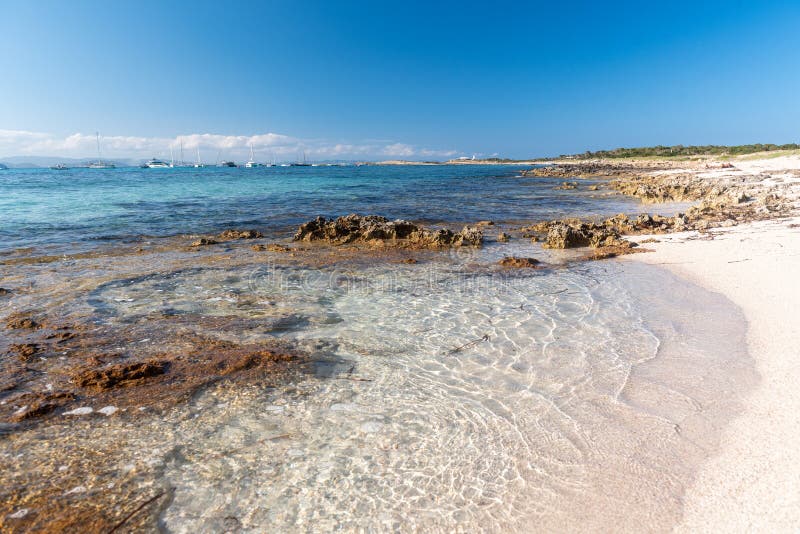 Beaches of the Island of Formentera in the Balearic Islands in Spain ...