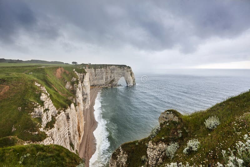 Beaches on the Normandy Coast on Sunny Day with Clouds Stock Image ...