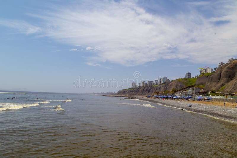 Beaches, Panoramic View of Lima from Miraflores, Peru Stock Photo ...