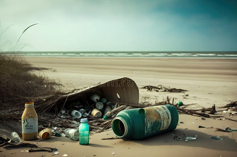 Beaches Plastic Pollution Stock Illustrations – 24 Beaches Plastic ...