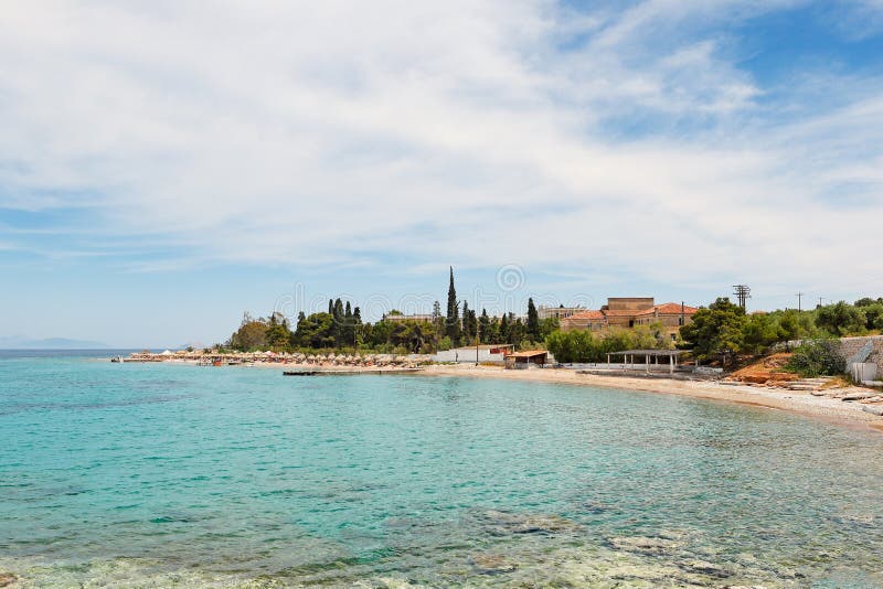 The Beaches Scholes and Kaiki in Spetses, Greece Stock Photo - Image of ...