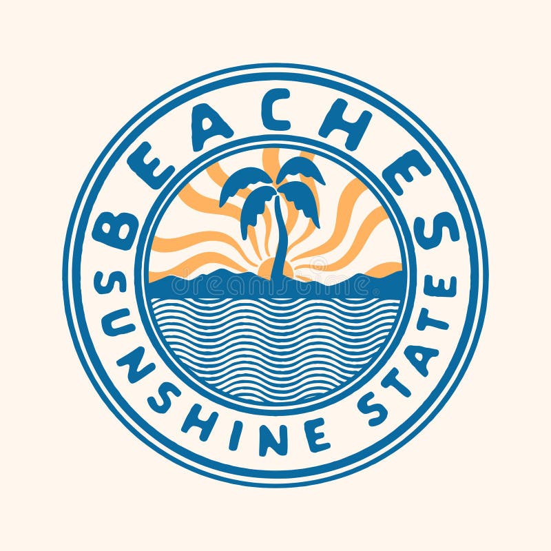 Emblem Illustration Logo Graphic Beach Design Sunshine Vintage Tropical ...