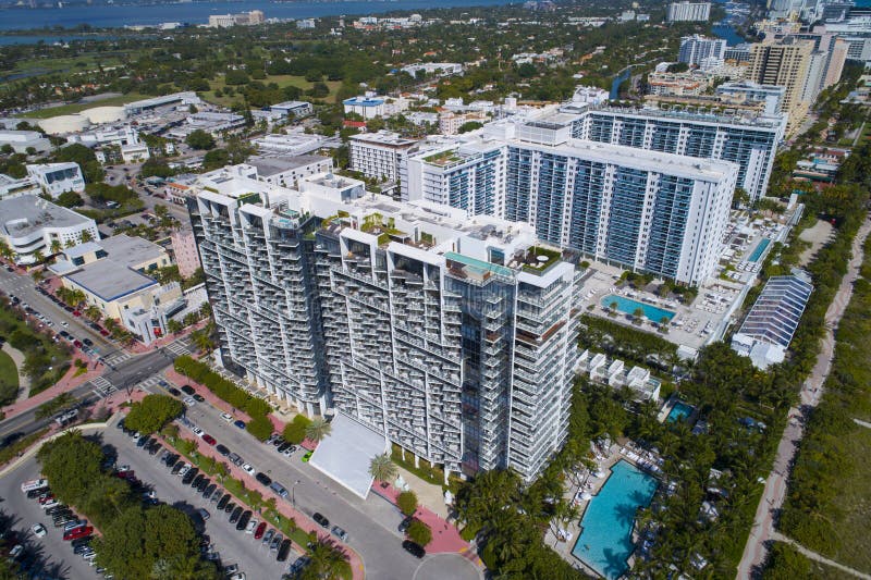 Beachfront condos in Miami stock photo. Image of highrise - 85906188