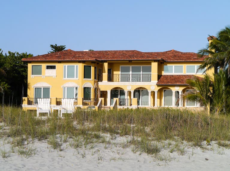 Beachfront Real Estate House Stock Image - Image of real, sale: 24475985
