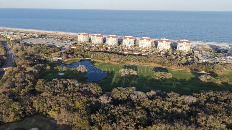 Beachfront Resort with Golf Course and Ocean View. Stock Photo - Image ...