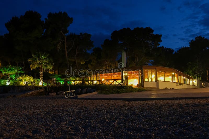 Beachfront Restaurant Glowing Night Stock Photos - Free & Royalty-Free ...