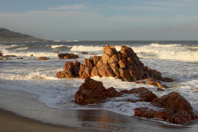 Beachfront with Sharp Rocks Stock Photo - Image of dawn, picturesque ...