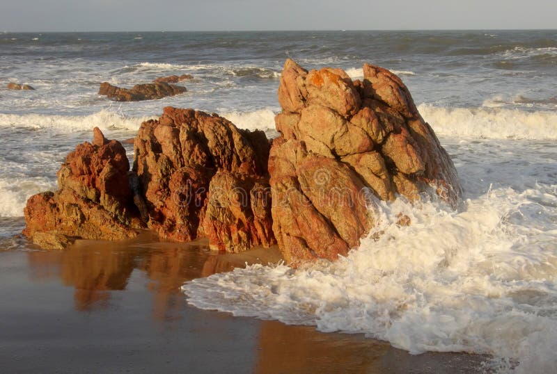 Beachfront Sharp Rocks stock photo. Image of season, holiday - 30526464