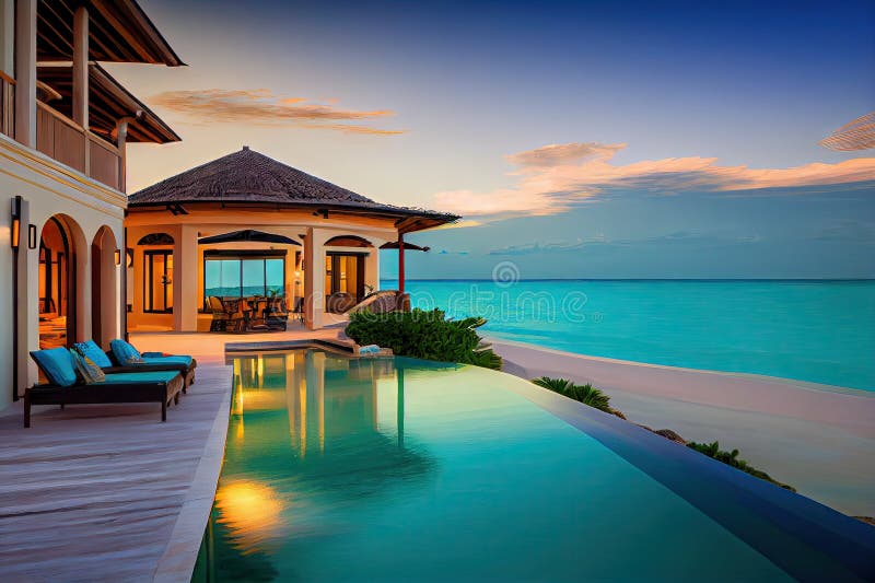 Beachfront Villa with Infinity Pool, Private Beach, and Sunset Views ...