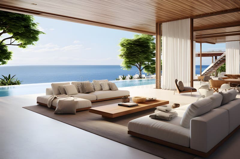 A Beachfront Villa S Interior with a Bright, Airy, and Contemporary ...