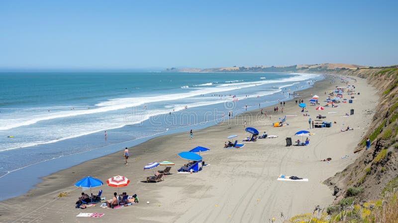 Beachgoers Relax and Enjoy the Final Sunny Days of Summer, Soaking Up ...