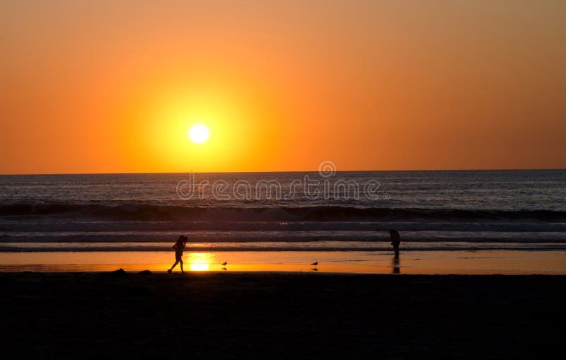 Beachgoers Watching Beautiful Sunset at Mission Beach - 3 Stock Photo ...