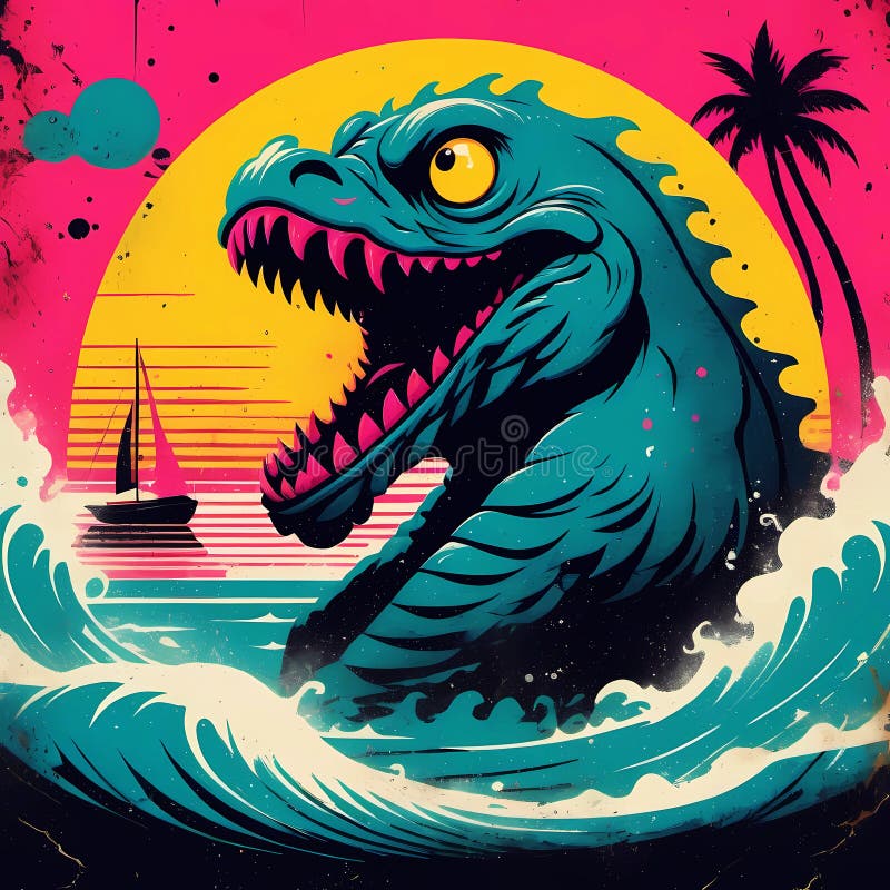 Beachside Behemoth stock illustration. Illustration of adventure ...