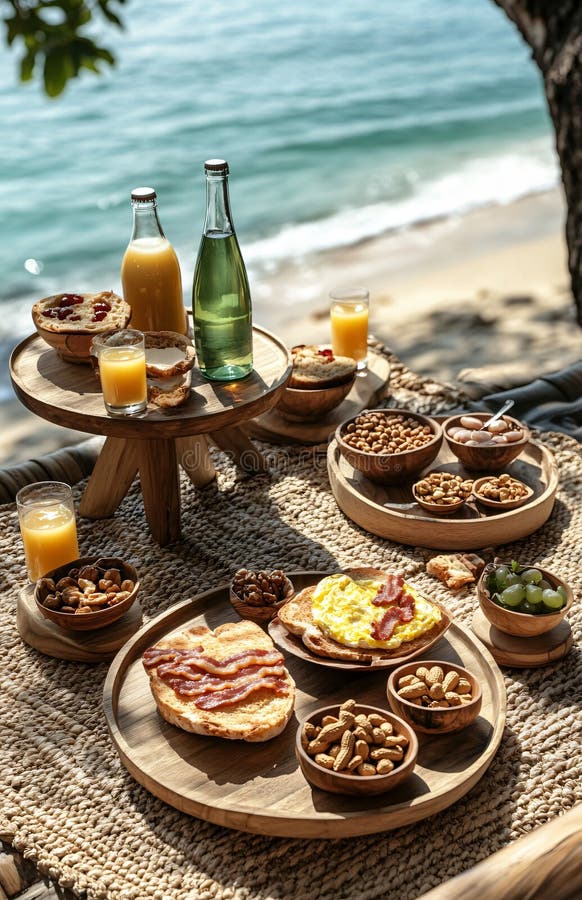 Beachside Breakfast, Luxurious AI-Generated Picnic High Quality Image ...