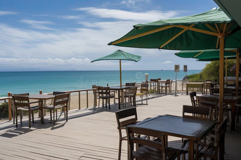 Beachside Cafe, with View of the Ocean and Refreshing Breeze Stock ...