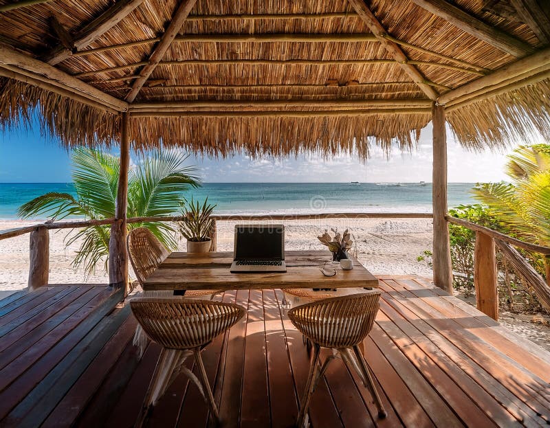 A Beachside Hut Transformed into a Remote Work Office, Featuring a ...