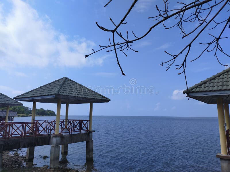 Beachside Pavilion and Walkway Stock Image - Image of beautiful ...