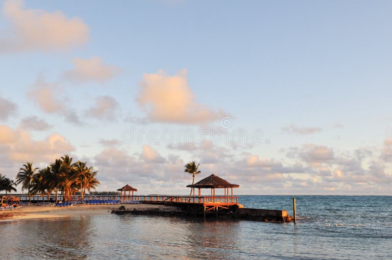Beachside Pavilion and Walkway, Bahamas Stock Photo - Image of beach ...