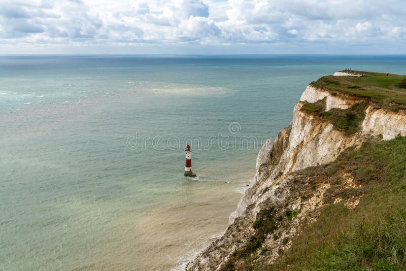 The Beachy Head Lighthouse in the English Channel and the White Cliffs ...