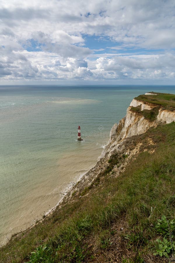The Beachy Head Lighthouse in the English Channel and the White Cliffs ...