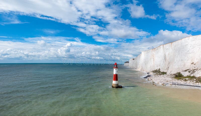 The Beachy Head Lighthouse in the English Channel and the White Cliffs ...