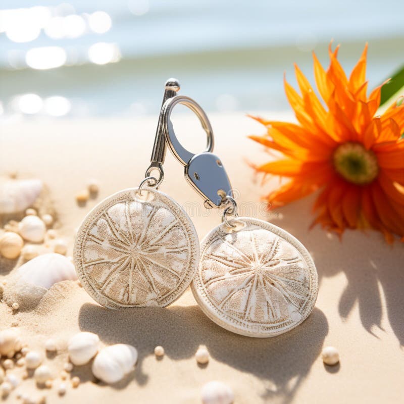 Beachy Keepsakes: Sand Dollar Keychains Stock Illustration ...