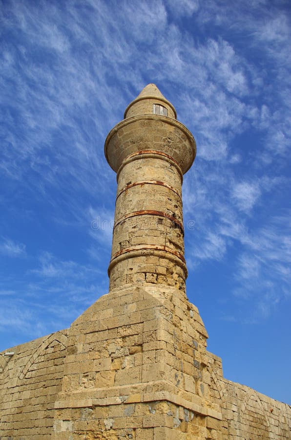 Beacon at Caesarea stock image. Image of mediterranean - 15879215