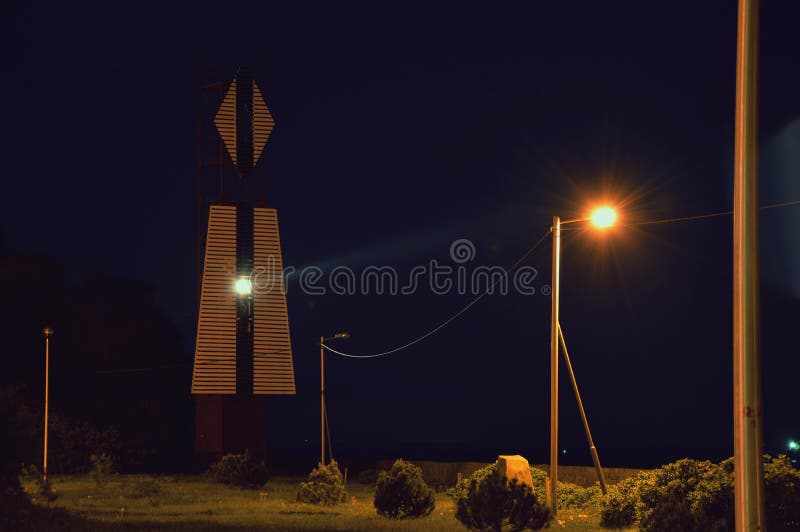 Beacon Glowing at Night. Coastal Structures Stock Photo - Image of ...