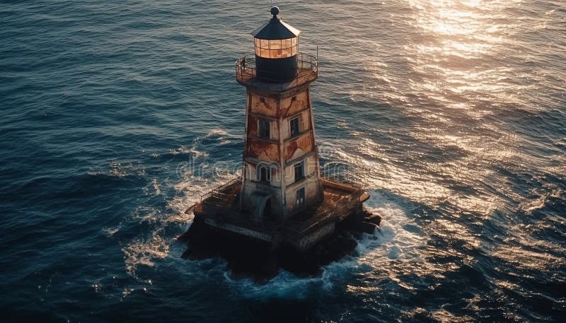 Beacon Guides Ships To Safety on Coastline Generated by AI Stock ...