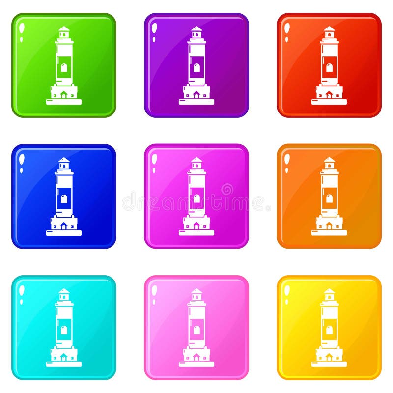 Beacon Icons Set 9 Color Collection Stock Vector - Illustration of ...